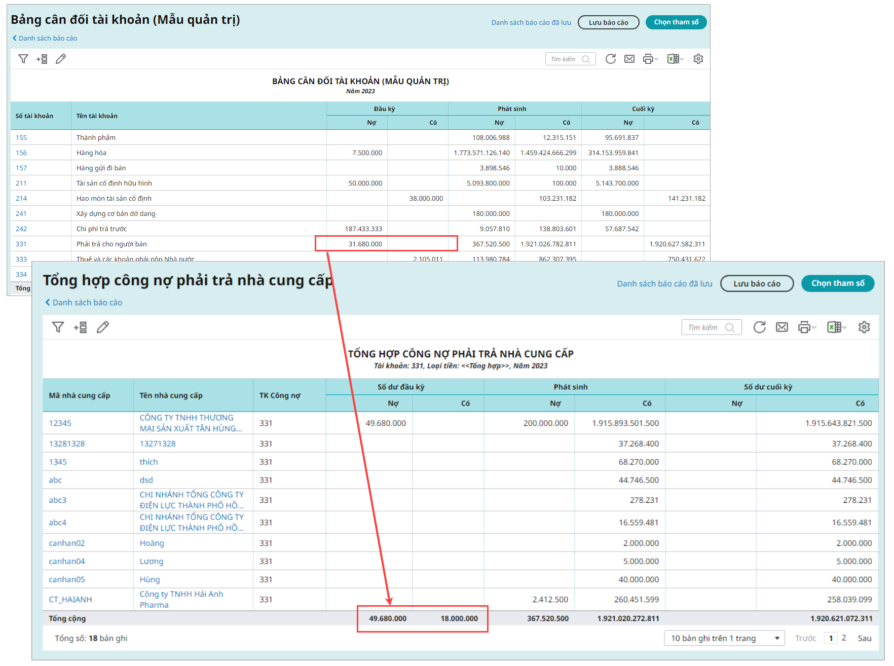 Làm thế nào khi xem số dư TK 331 trên bảng cân đối lệch với số dư trên ...